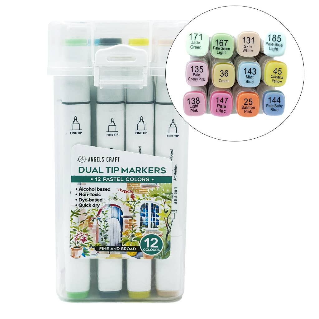 Dual Tip Markers Set, 12 Colors - 4 Color Options Available – Flagship ...