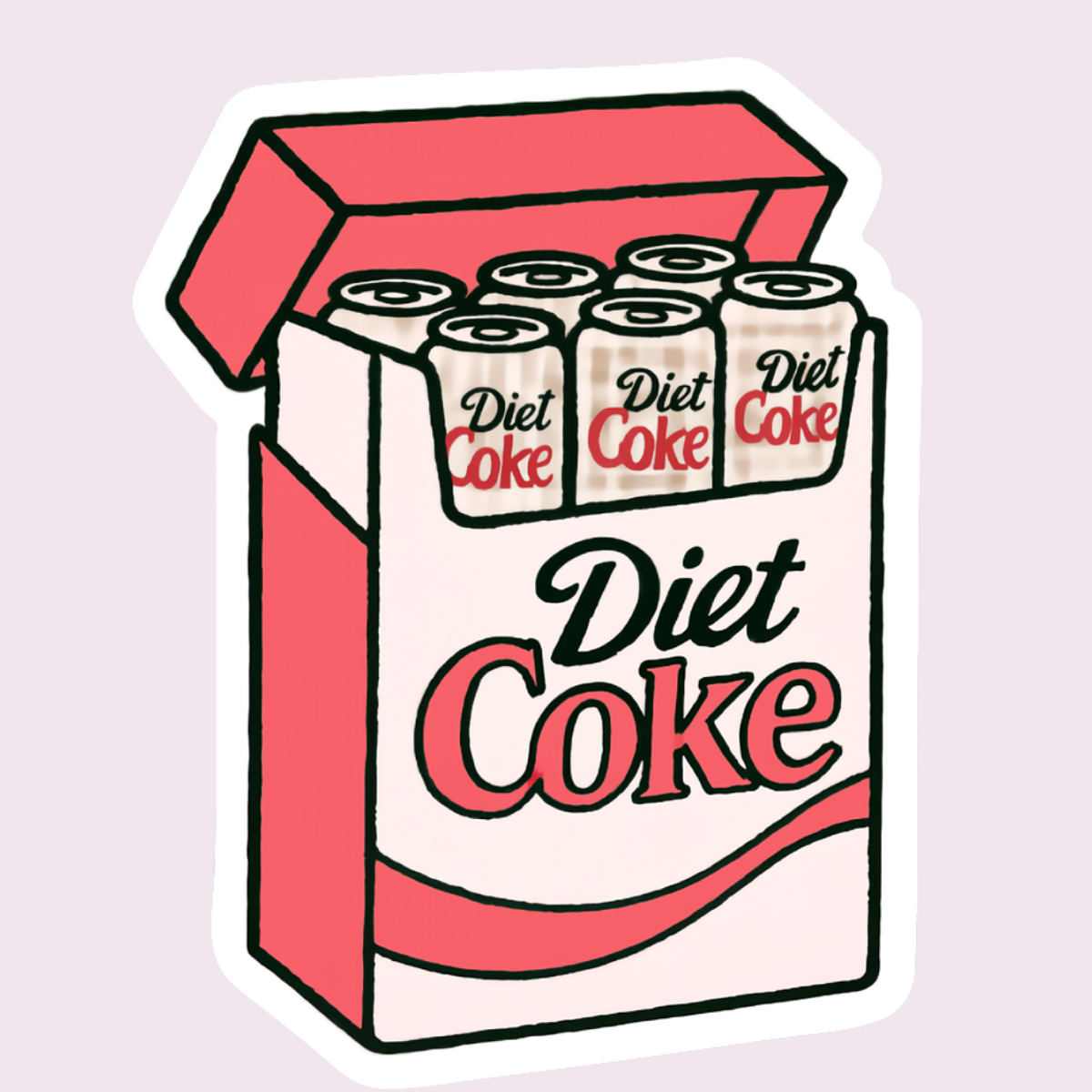 Diet Coke Pack Sticker – Retro Six-Pack Design – Flagship City Press
