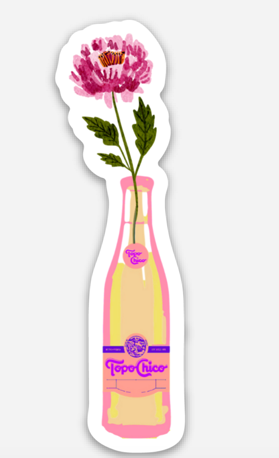 Topo Chico Pink Flower Sticker – Flagship City Press